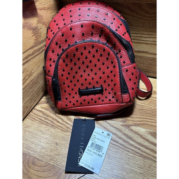 Kendall & Kylie | Bags | Rare Htf Kendall And Kylie Ruby Red Black Studded Mini Backpack Zip ...
